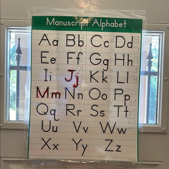 Other | Manuscript Alphabet Chart Upper Lower Case A B C Chart Kids Can ...